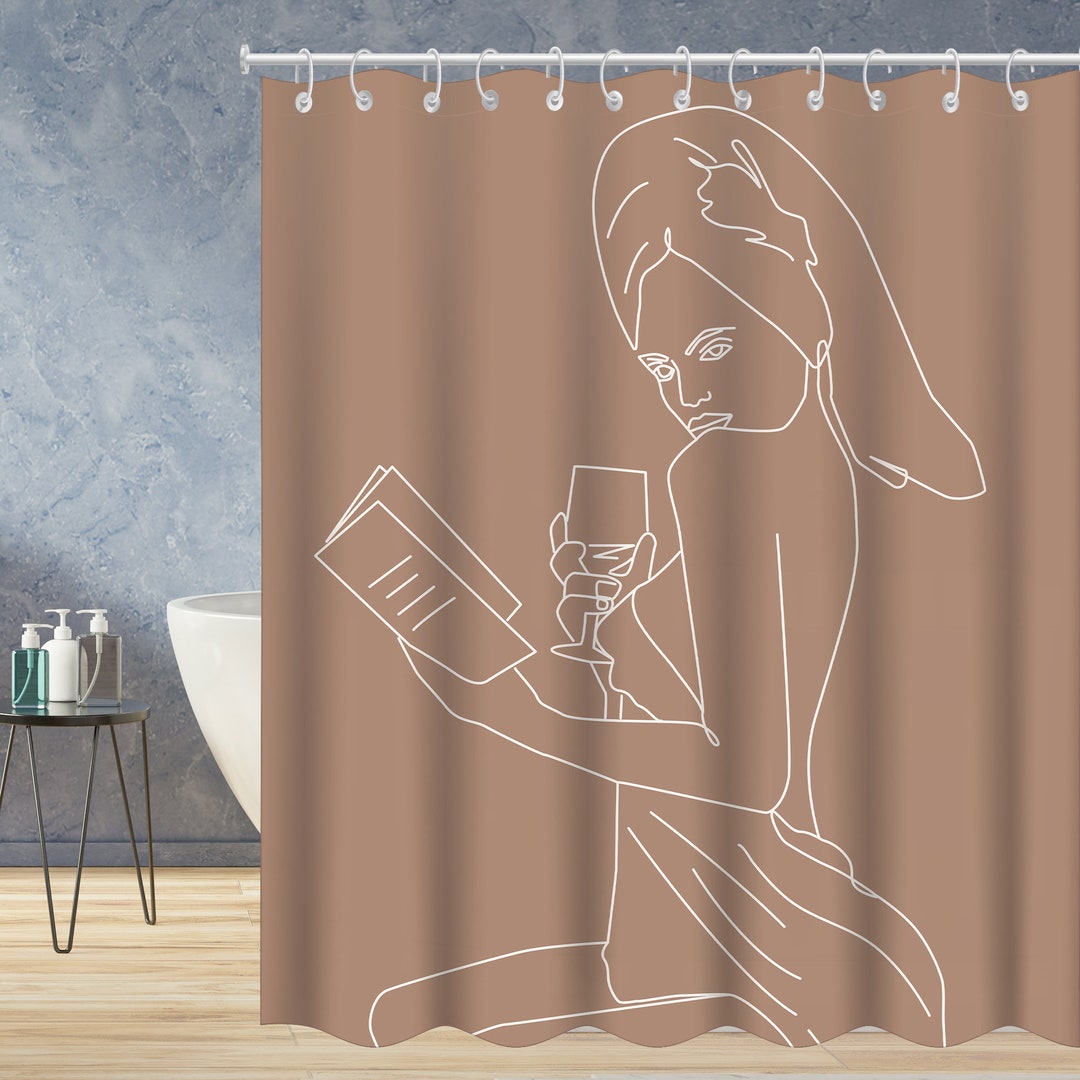 Abstract Lines Shower Curtain Lines Women Body Polyester Etsy