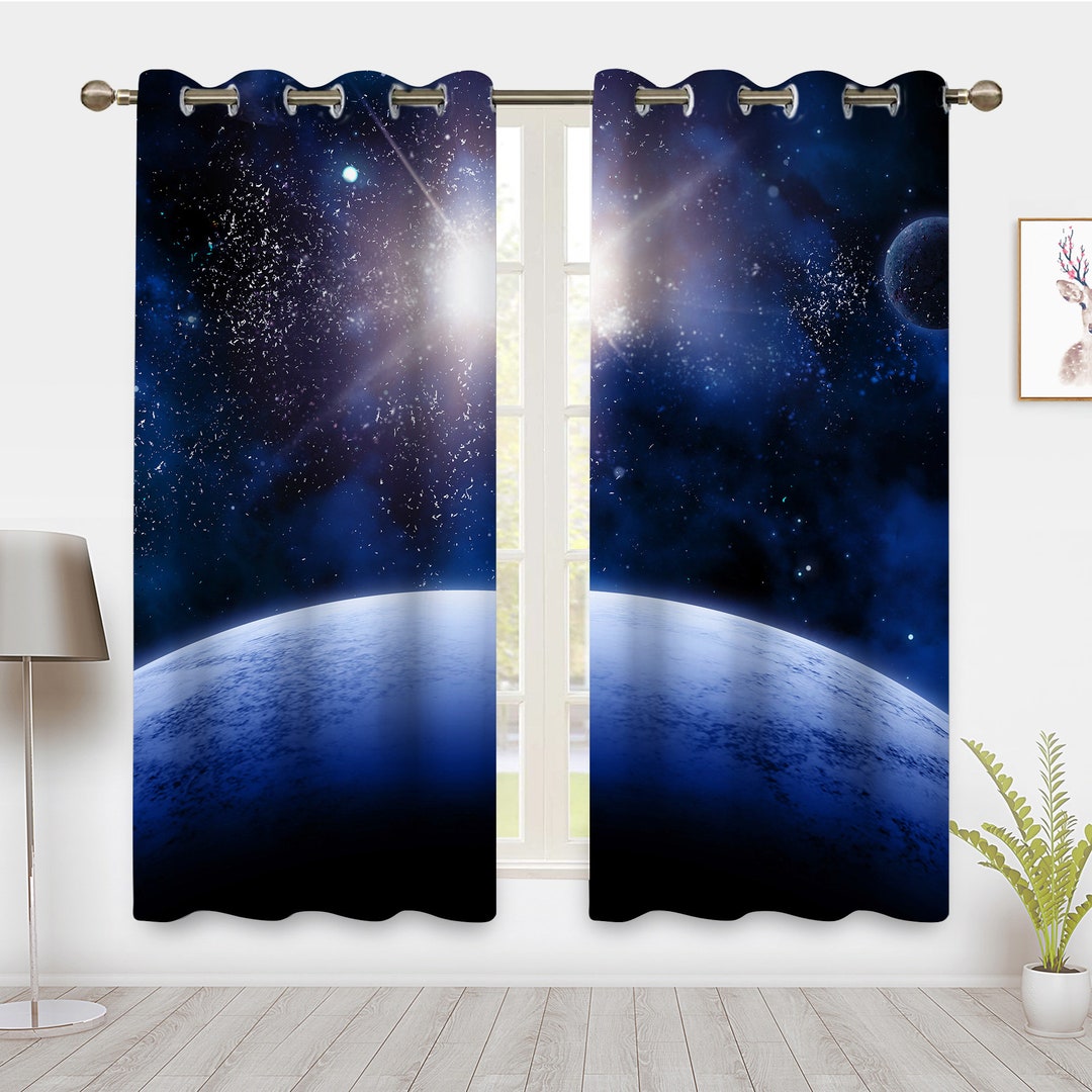 Galaxy Nebula Window Curtains Outer Space Planet Starry Blackout ...