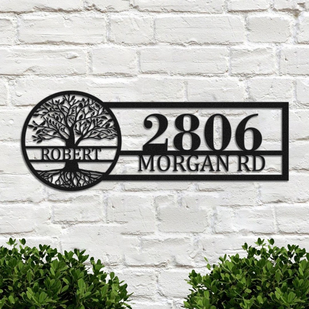 Personalized Tree of Life Address Metal Sign Custom Metal Family Last ...