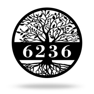 Personalized Tree of Life Metal Sign Custom Number Tree Address Sign ...