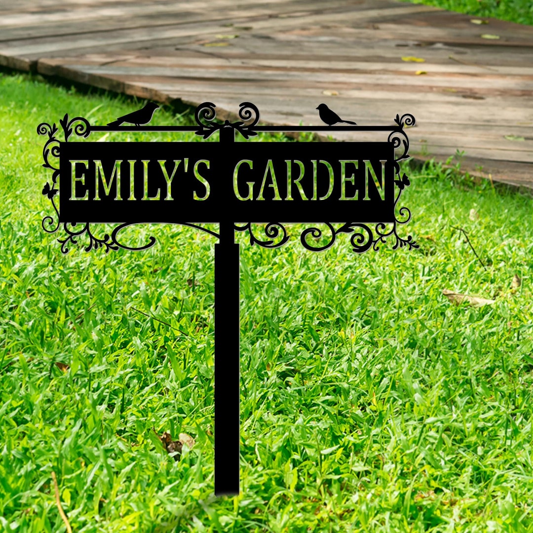 Custom Garden Sign, Metal Garden Stake Sign, Personalized Garden Name ...