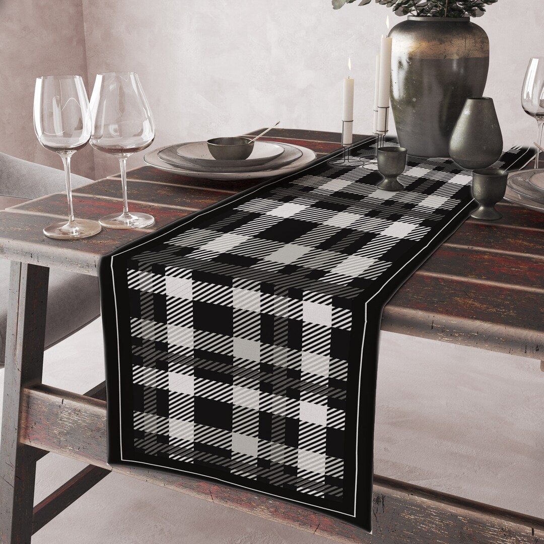 Modern Minimalism Monochrome Table Runner Geometric Line Table Throw ...