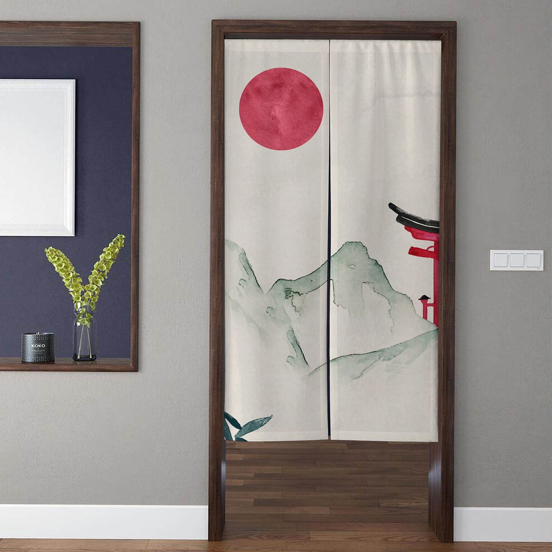 Japanese Style Noren Door Curtain, Vintage Abstract Torii Gate ...