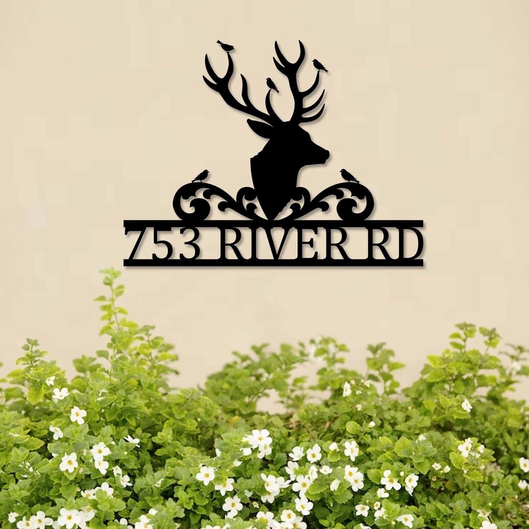 Personalized Metal Deer Sign, Custom Family Address Elk Metal Sign ...