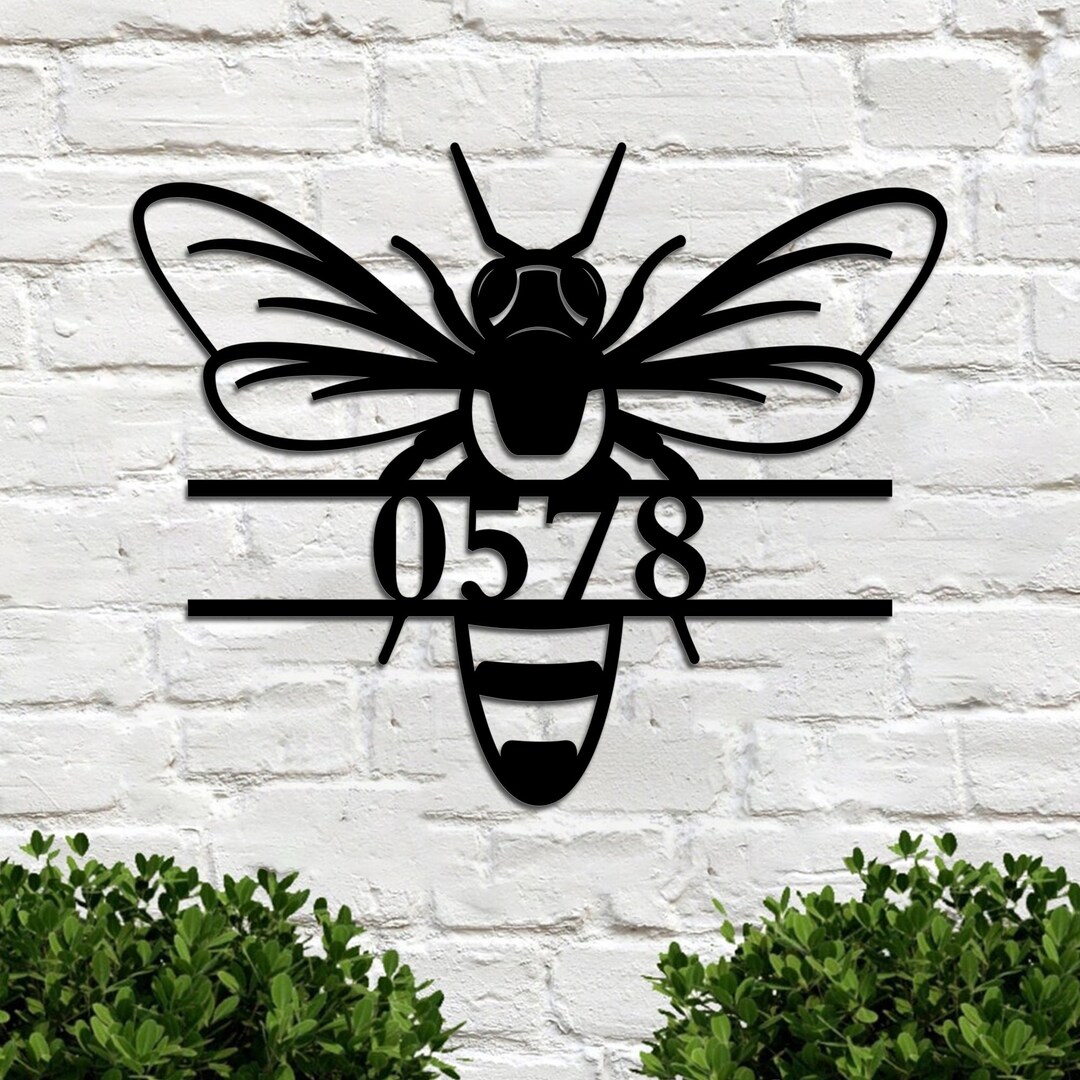 Custom Honey Bee Address Sign, Personalized Metal Bee House Sign, Metal ...