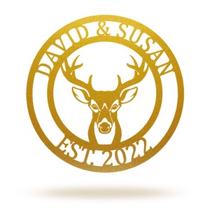Personalized Deer Head Name Metal Signs Custom Family Name Metal Signs ...