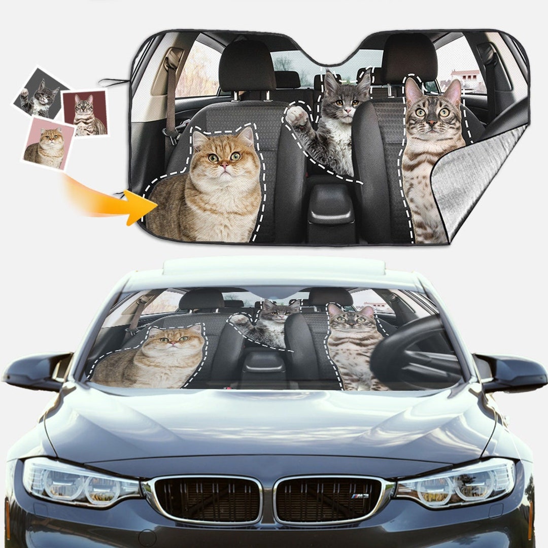 Custom Pet Photo Auto Windshield Sun Shade, Personalized Cat Picture ...