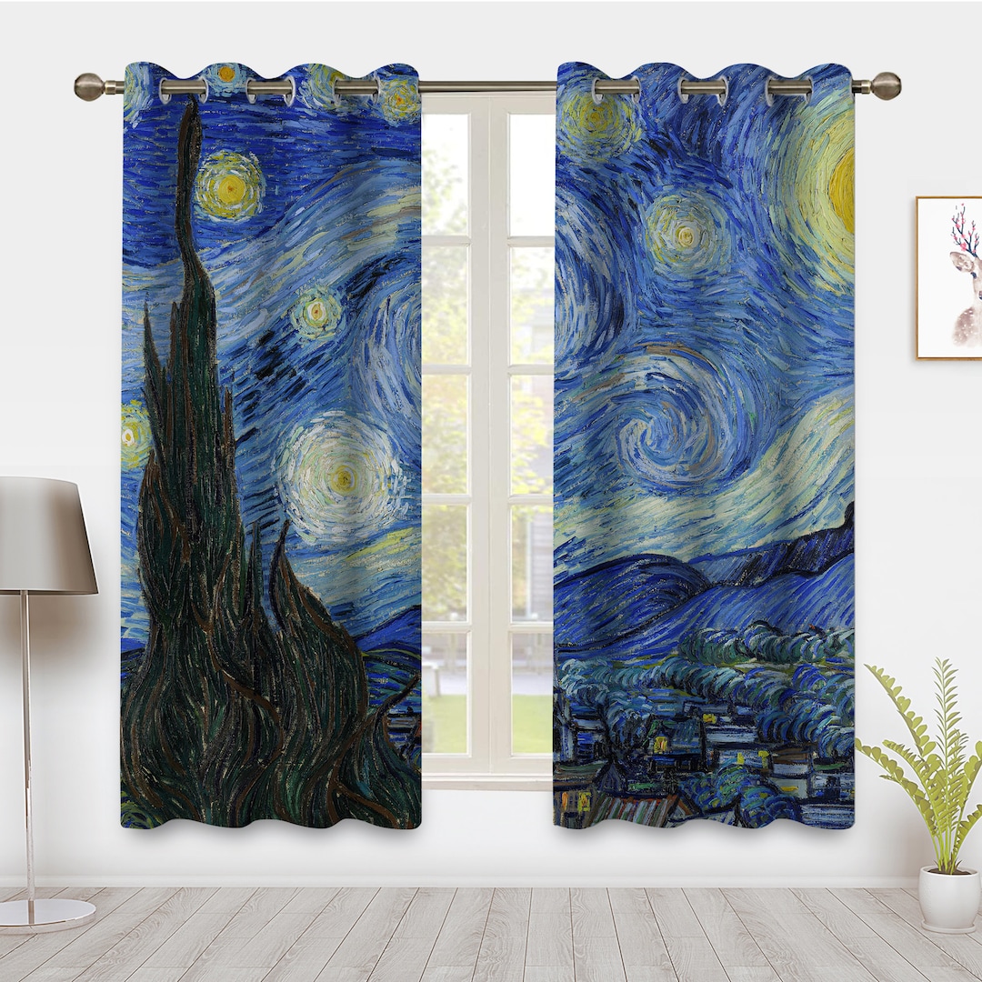 The Starry Night Window Curtain Vincent Van Gogh Starry Night Over ...