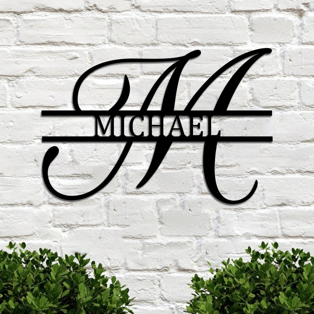 Personalized Metal Family Name Sign, Custom Metal Monogram Split ...