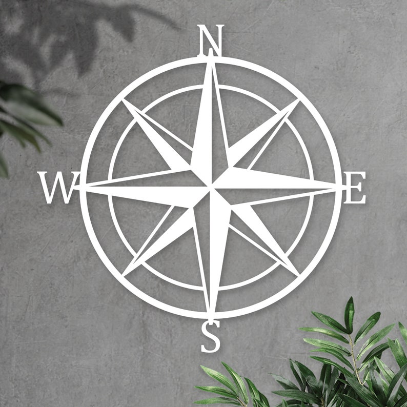 Vintage Nautical Rose Compass Metal Sign, Nautical Theme Pattern Metal ...