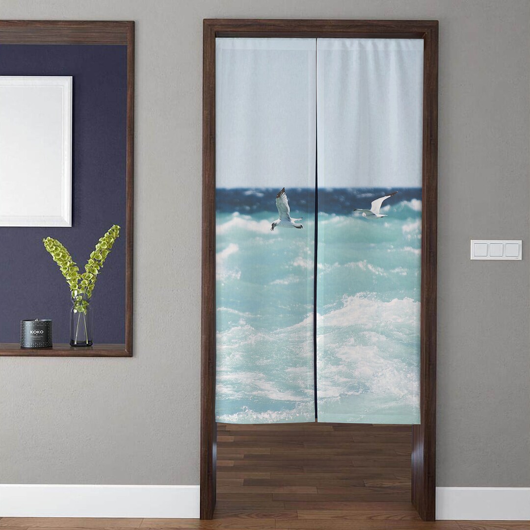 Japanese-style Art Noren Door Curtains, Modern Minimalist Blue Sky ...