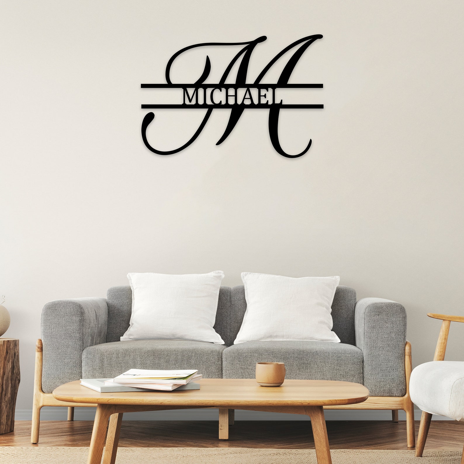 Personalized Metal Family Name Sign, Custom Metal Monogram Split ...