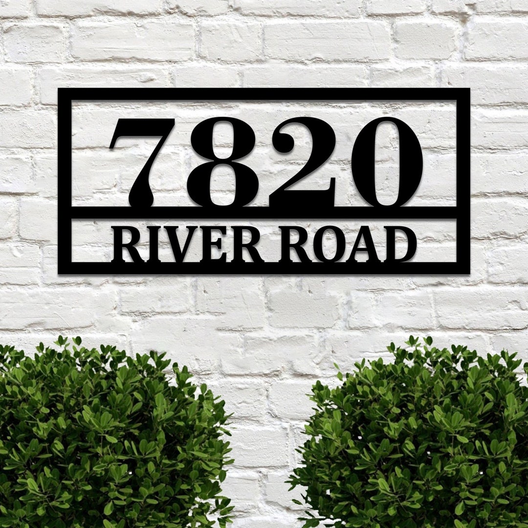 Custom Metal Address Plaque Personalized Modern Street House Number ...