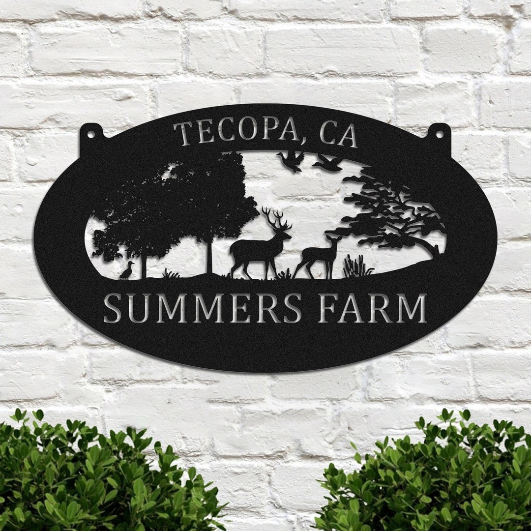 Custom Metal Farm Address Sign, Personalized Farmhouse Name Metal Sign ...