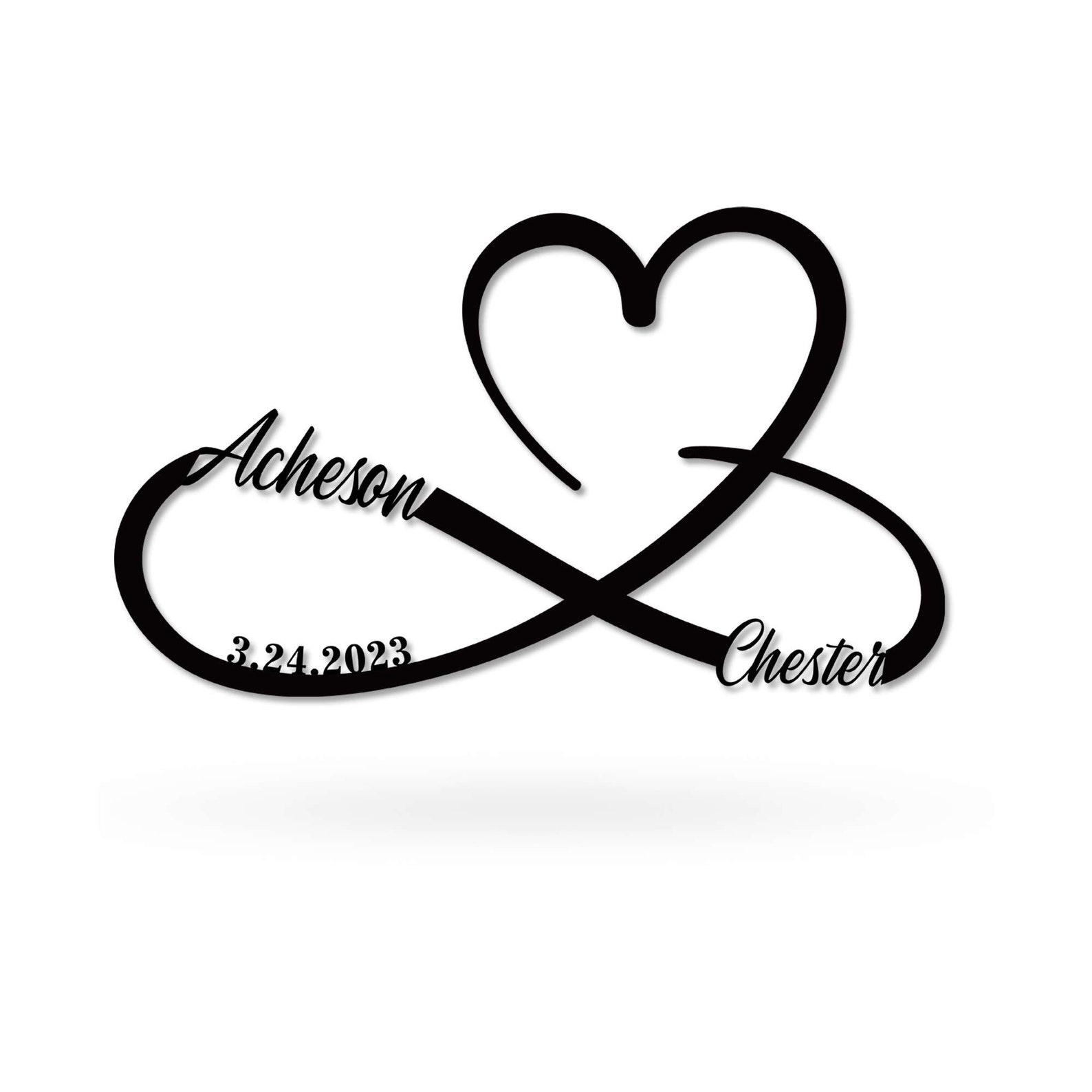 Custom A Pair Names Infinity Symbol Metal Sign With Heart, Personalized ...