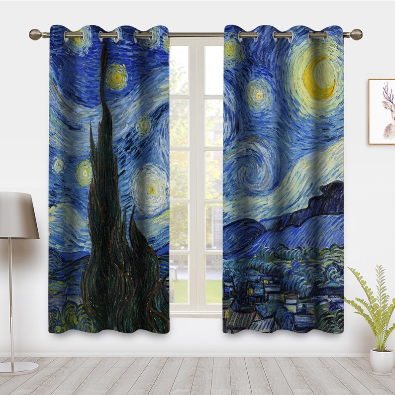 The Starry Night Window Curtain Vincent Van Gogh Starry Night - Etsy