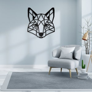 Cute Fox Metal Sign, Metal Geometric Fox Art Sign, Fox Metal Wall Decor ...