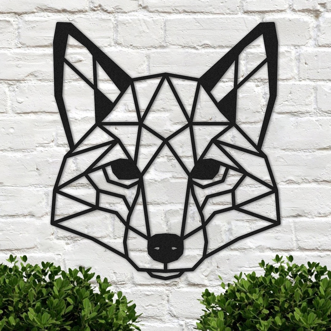 Cute Fox Metal Sign, Metal Geometric Fox Art Sign, Fox Metal Wall Decor ...
