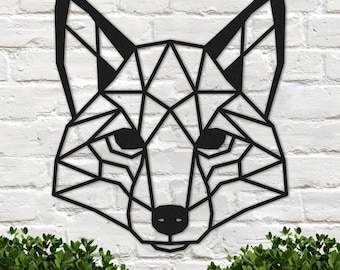 Brown Geometric Fox Head Metal Wall Décor-metal Animal Wall Décor ...