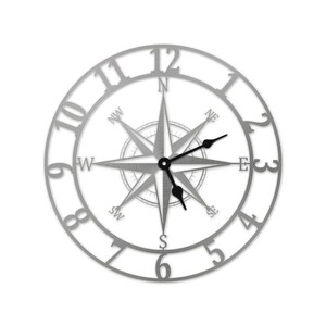 Silent Metal Large Wall Clock,vintage Compass Style Metal Wall Art,for ...