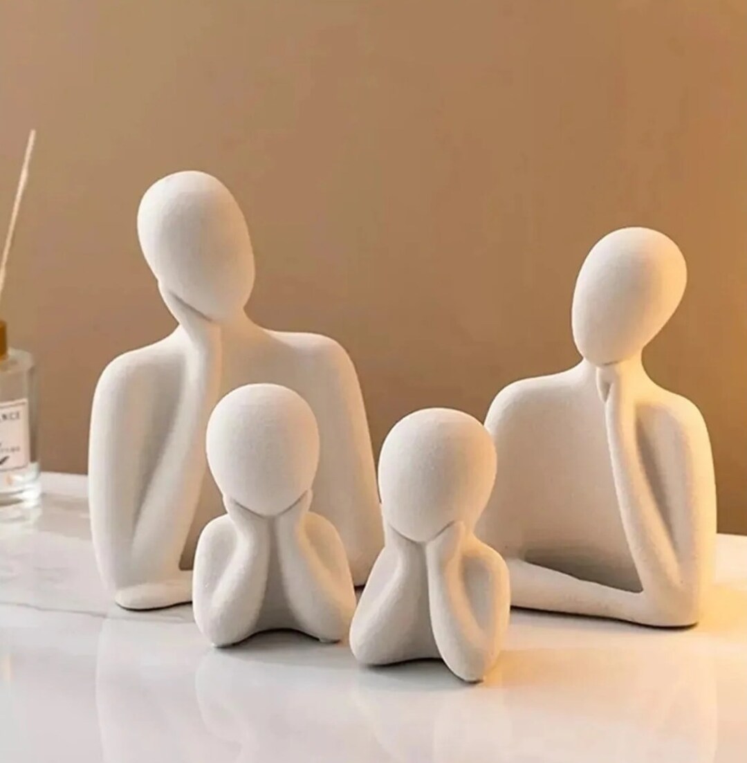 Handcrafted Decorative Family With Two Children Figurines Sculpture ...