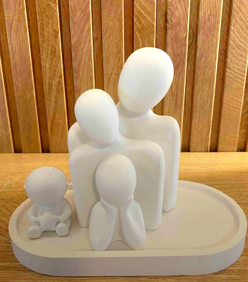 Decorative Family With One Children Object Figurine Sculpture Concrete ...