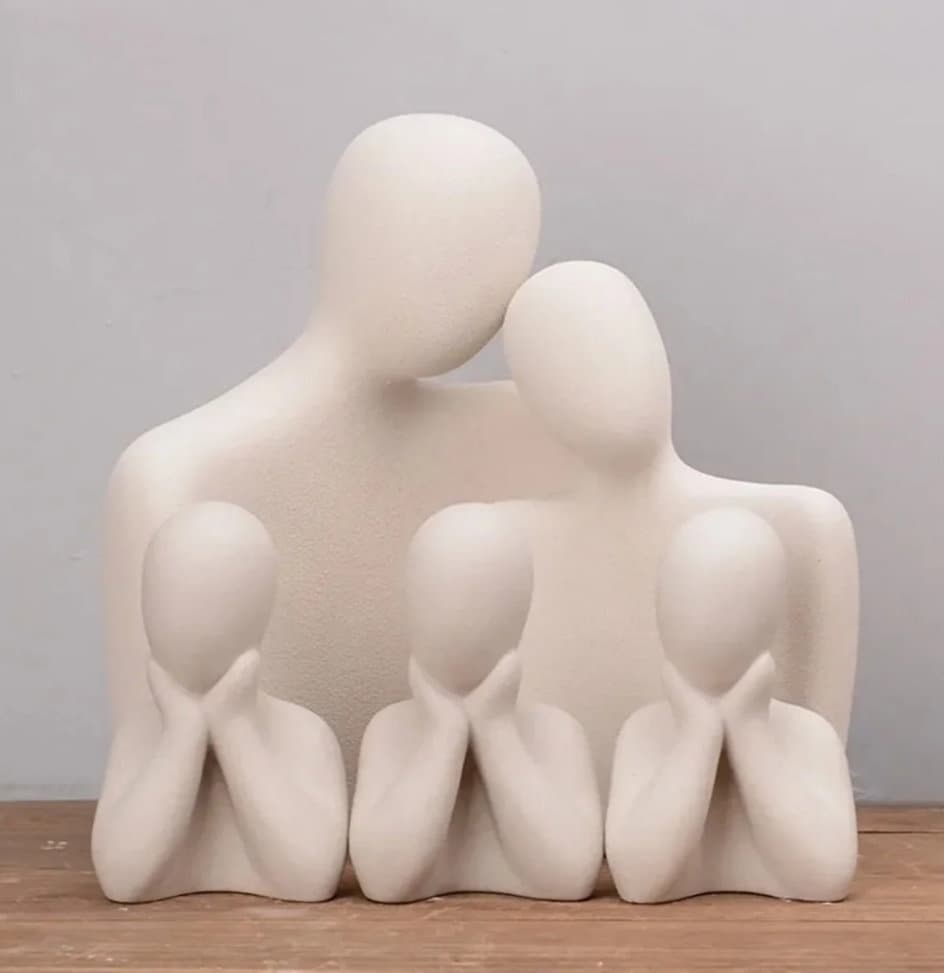 Handcrafted Decorative Family With Three Childs Object Family Figurine ...