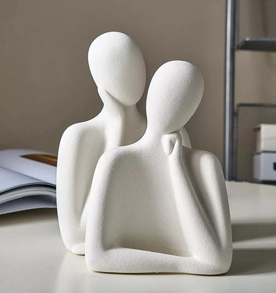 Hugging Lovers Sculpture Abstract Couple Art Statue Modern - Etsy