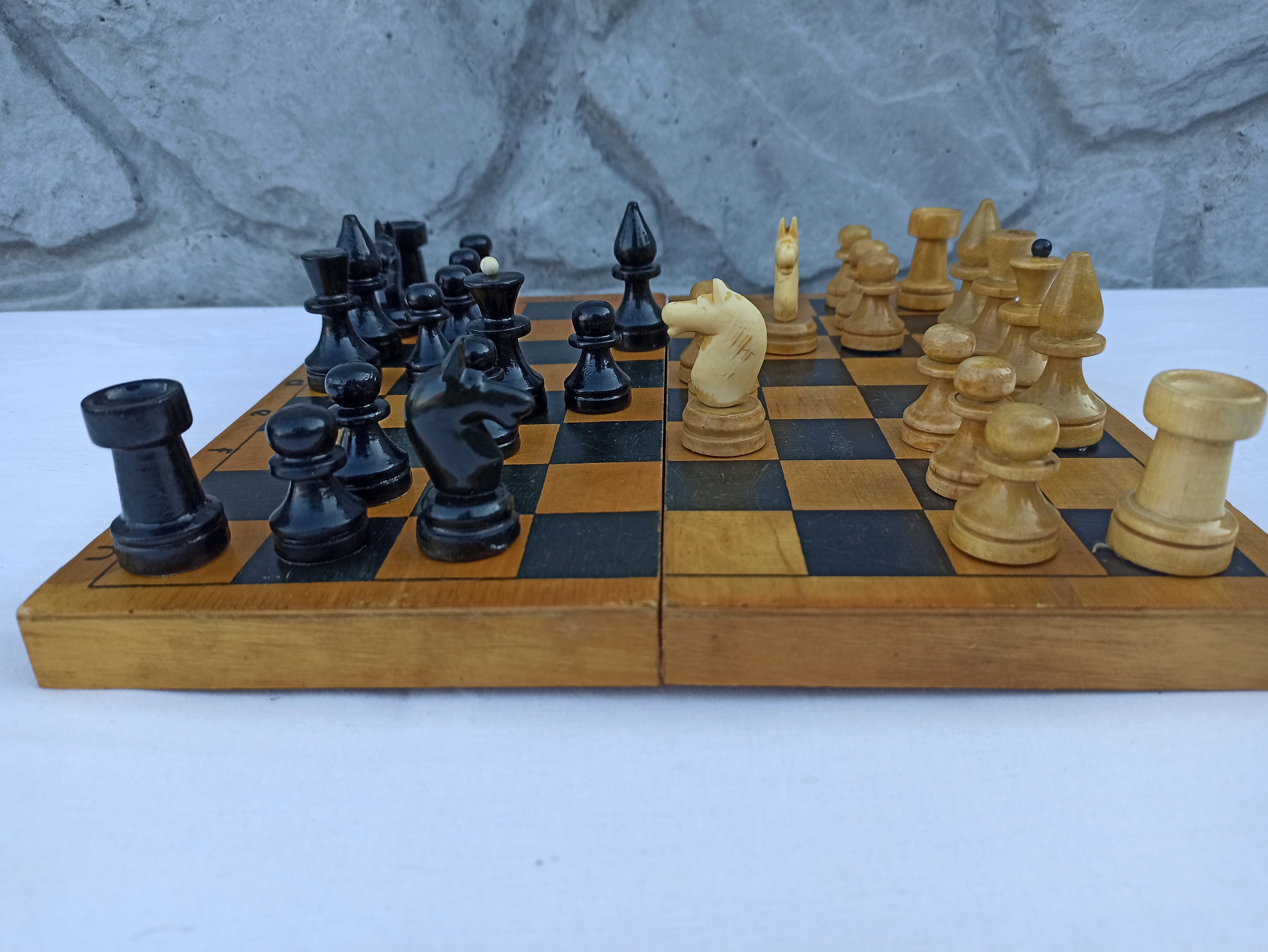 Vintage Chess Set Old Wood Chess Sets Ukraine Vintage Chess - Etsy