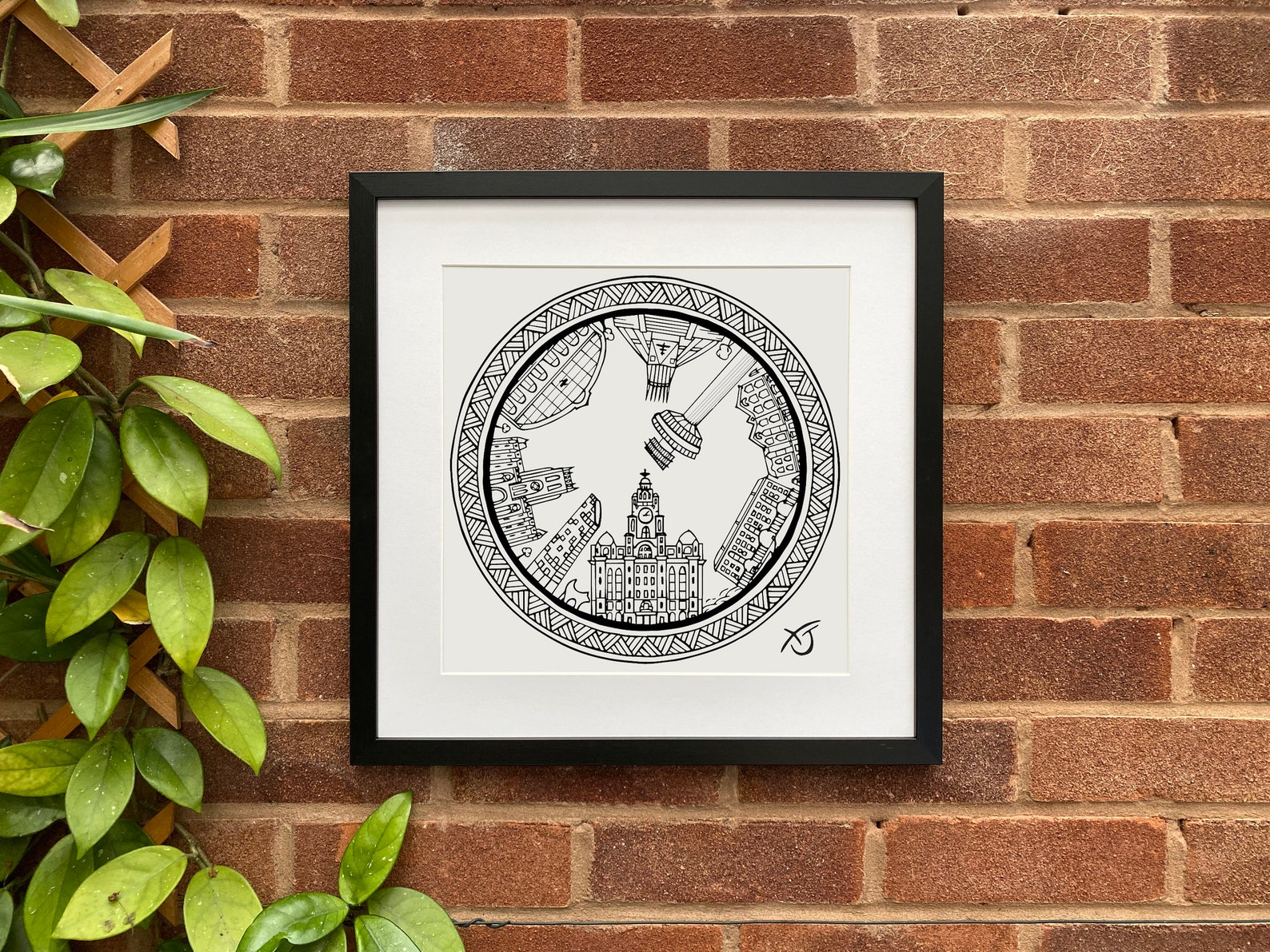 Liverpool Circle Mandala CityScape Print, Diseño del horizonte de la ...