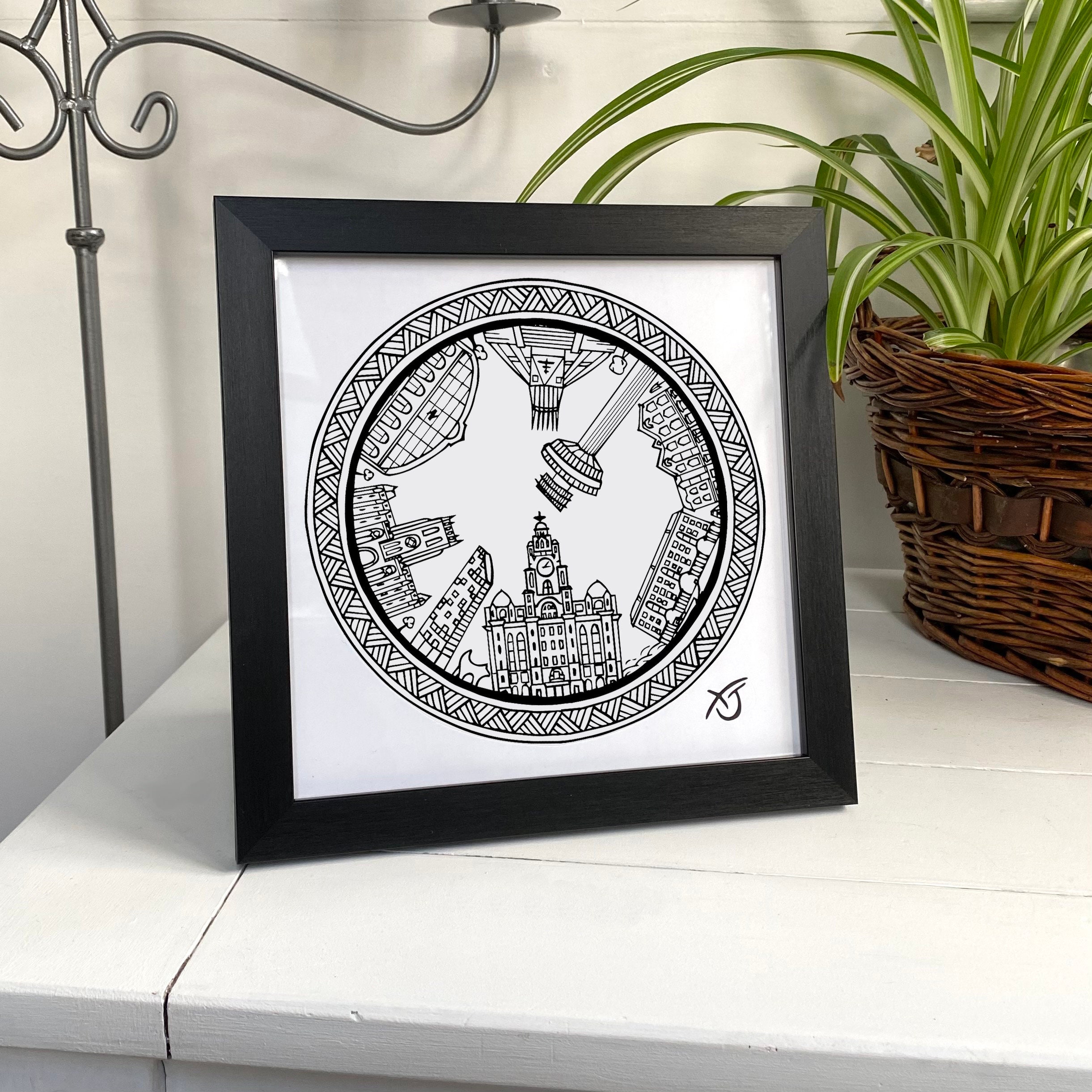 Liverpool Circle Mandala CityScape Print, Diseño del horizonte de la ...