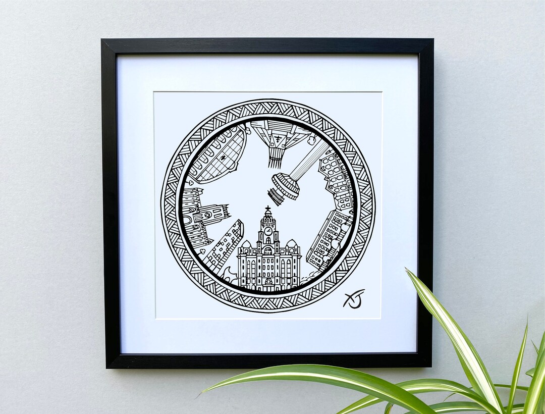 Liverpool Circle Mandala CityScape Print, Diseño del horizonte de la ...
