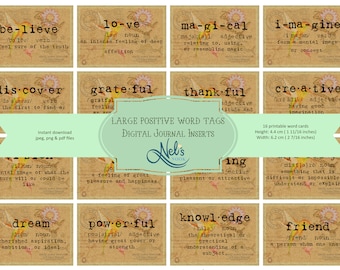 Printable Positive Word Tags Digital Tags Ephemera Journal | Etsy