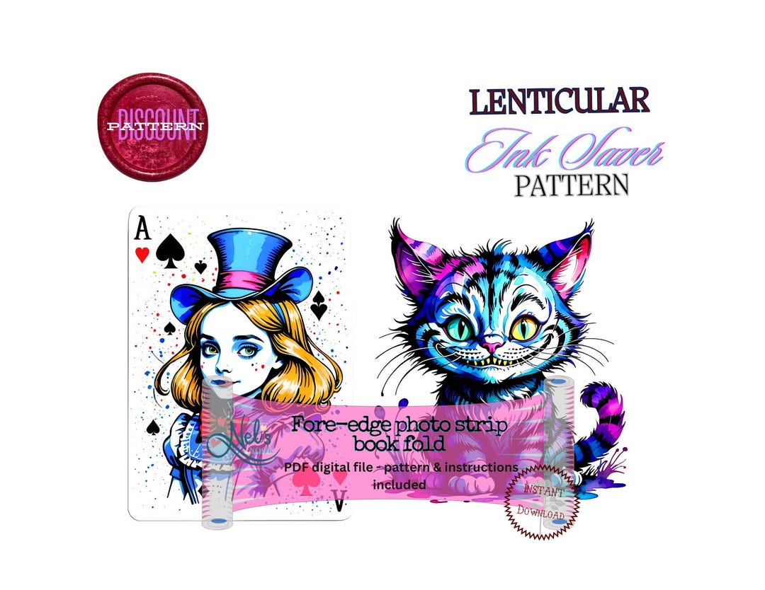 ALICE Card & CAT - Lenticular Fore-edge Photo Strip Book Fold Pattern ...