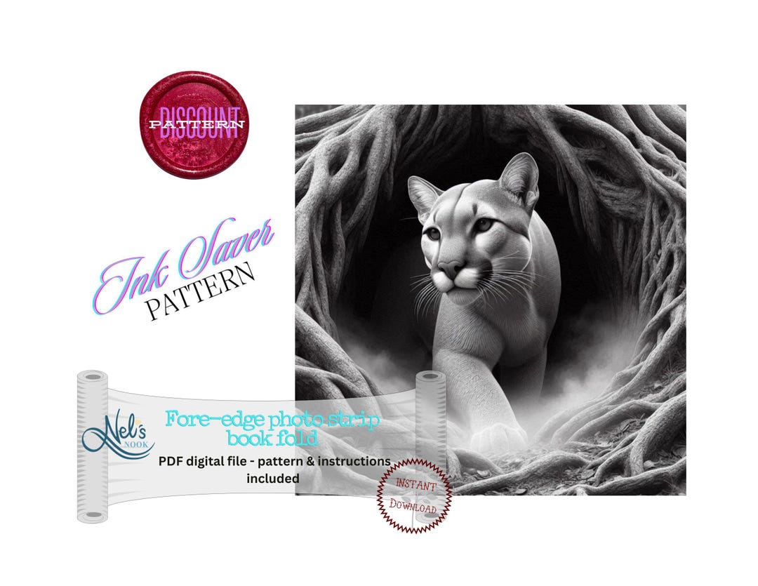 3D PUMA - Fore-edge Photo Strip Book Fold Pattern Only - INK Saver ...