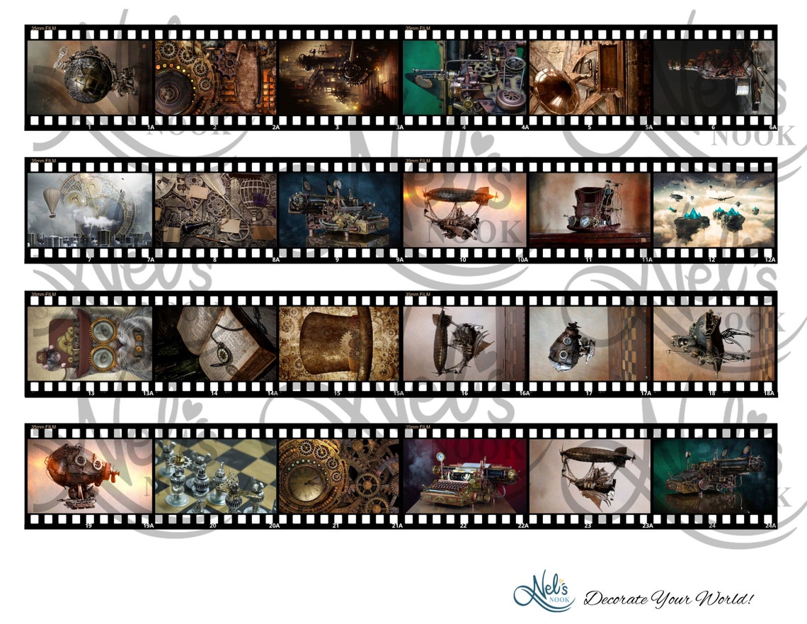 STEAMPUNK Photo Film Strips/printable Film Strips, Photo, Digital ...