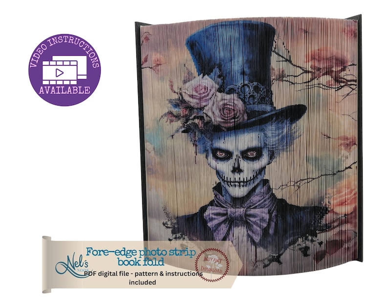 VICTORIAN SKELETON PORTRAIT - Fore-edge Photo Strip Book Fold Pattern ...