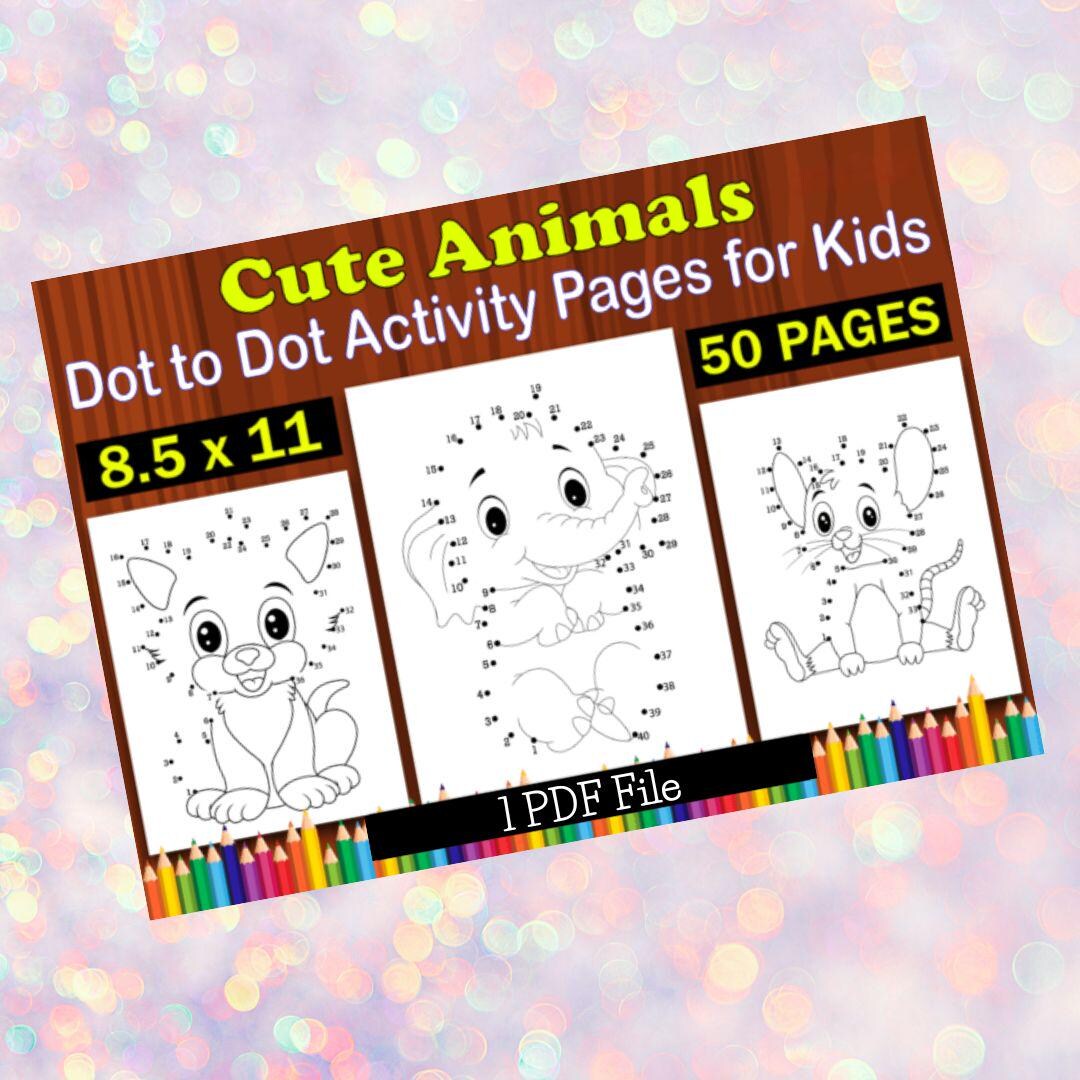 50 Cute Animals Dot to Dot Pages for Kids-animals Printable Coloring ...