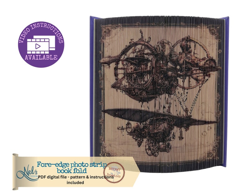 STEAMPUNK FLYING SHIP - Fore-edge Photo Strip Book Fold Pattern Only ...