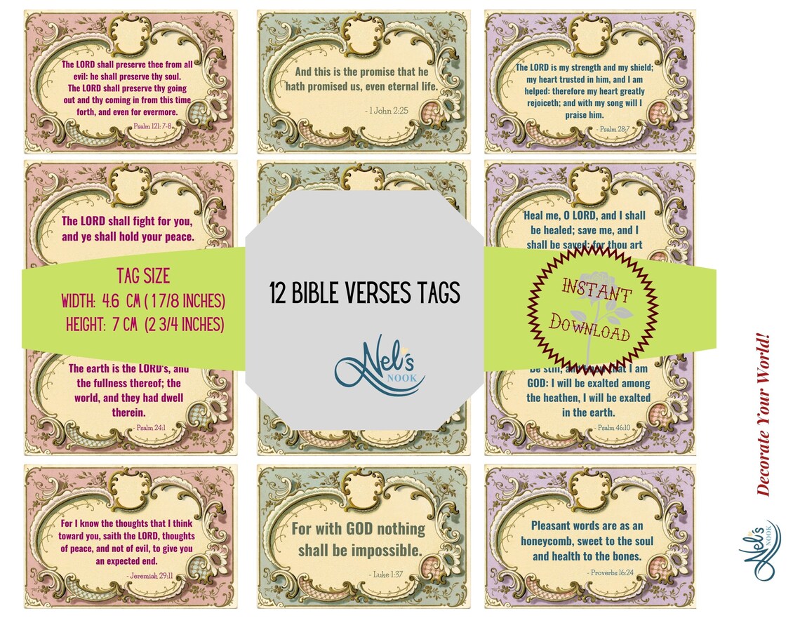 Printable Bible Verse Tags Scripture Tags Digital Tags - Etsy