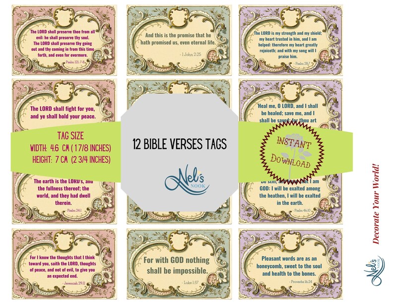 Printable Bible Verse Tags Scripture Tags Digital Tags - Etsy