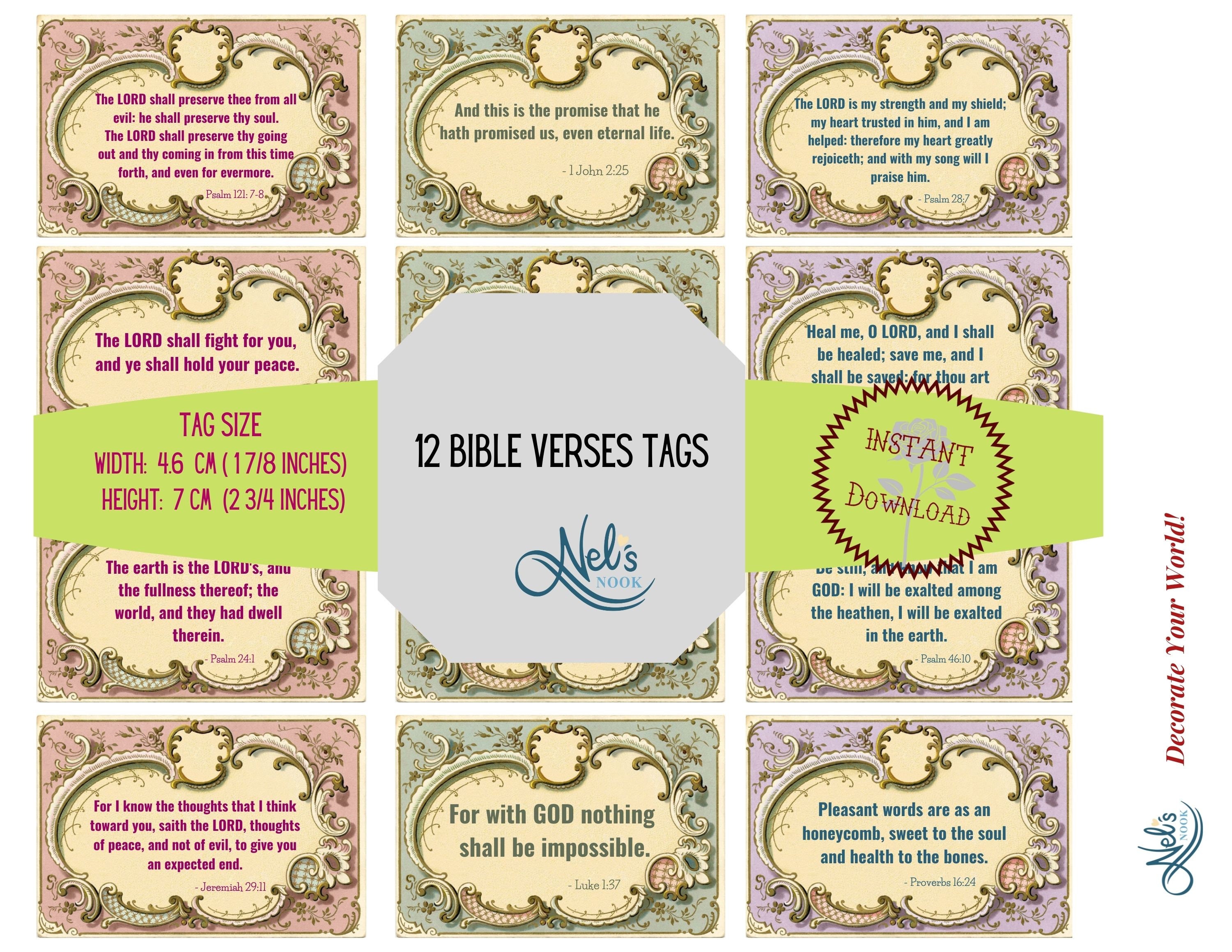 Printable Bible Verse Tags Scripture Tags Digital Tags - Etsy