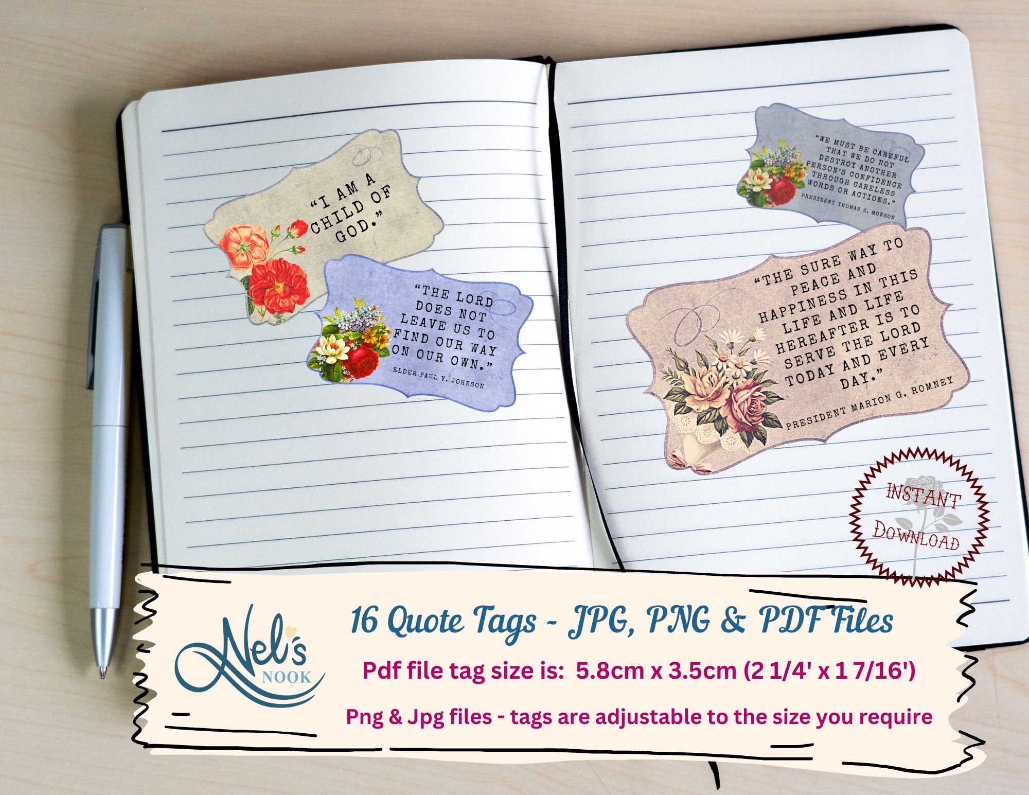 Bible Verse Tags Printable, Scripture Tags, Digital Tags, Ephemera ...