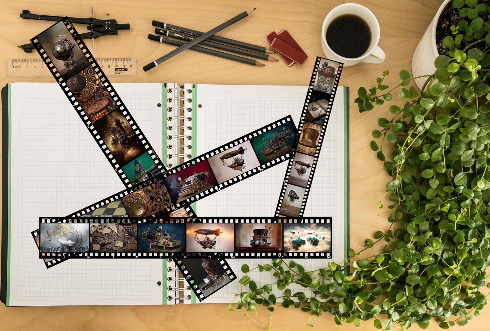 STEAMPUNK Photo Film Strips/printable Film Strips, Photo, Digital ...