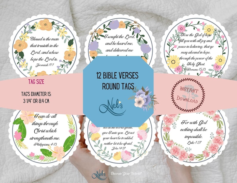 Printable Round Bible Verse Tags Scripture Tags Digital - Etsy