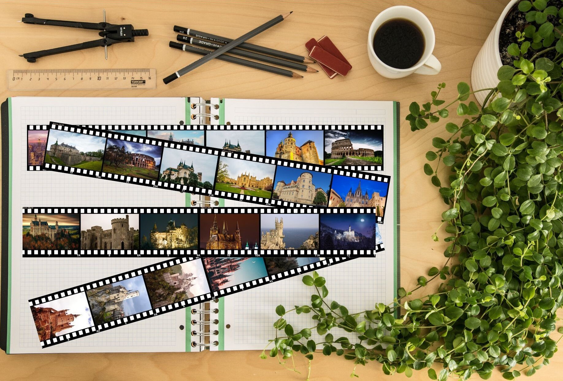 CASTLES Photo Film Strips/printable Film Strips, Photo, Digital Collage ...