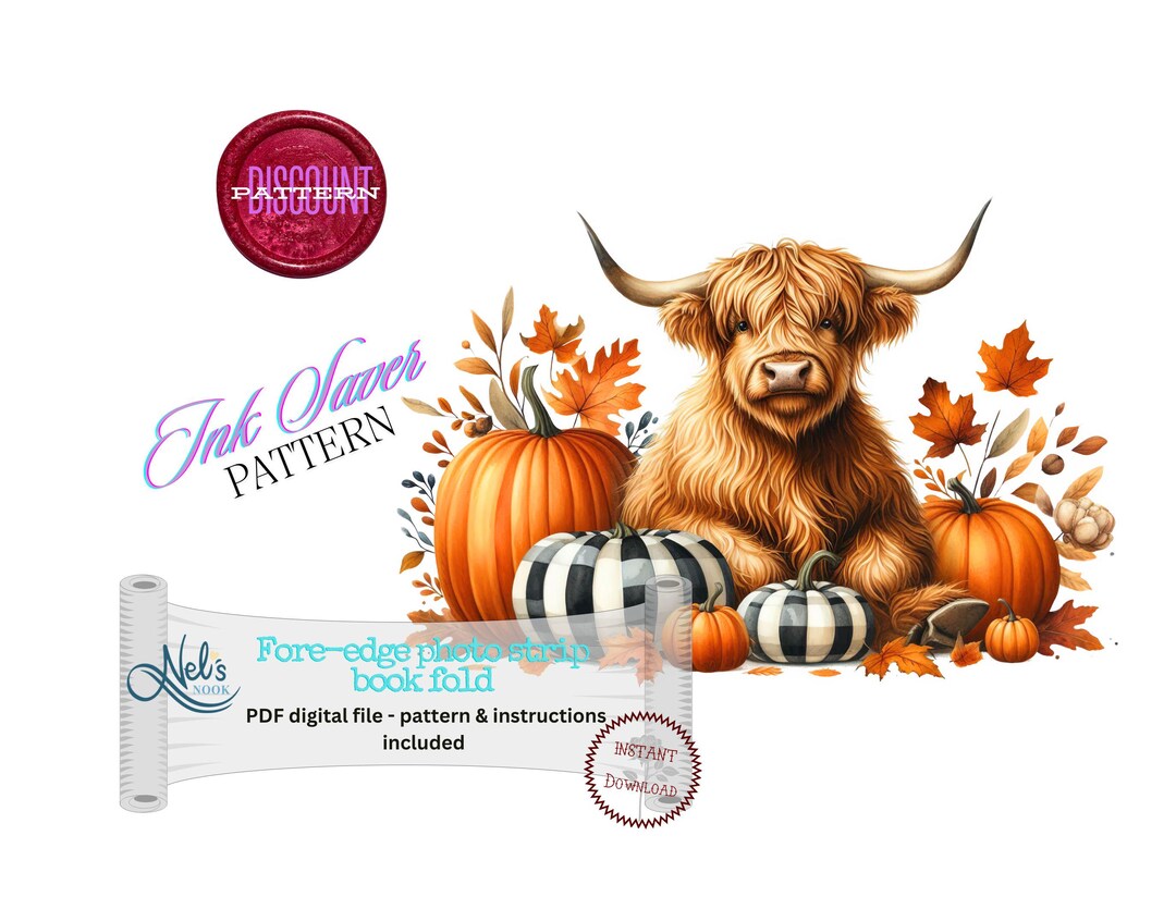 FALL COW - Fore-edge Photo Strip Book Fold Pattern Only - Instant ...