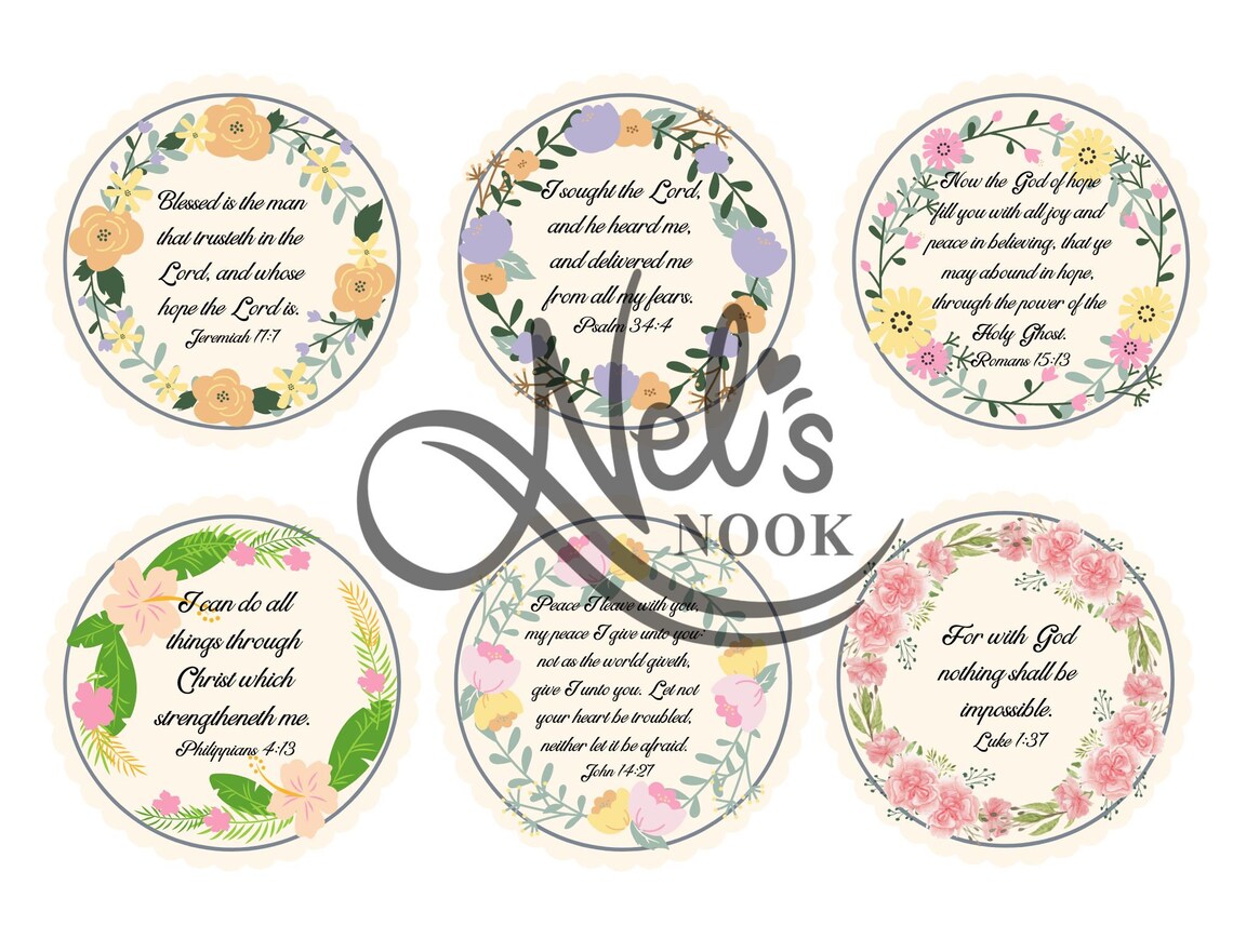 Printable Round Bible Verse Tags, Scripture Tags, Digital Tags ...