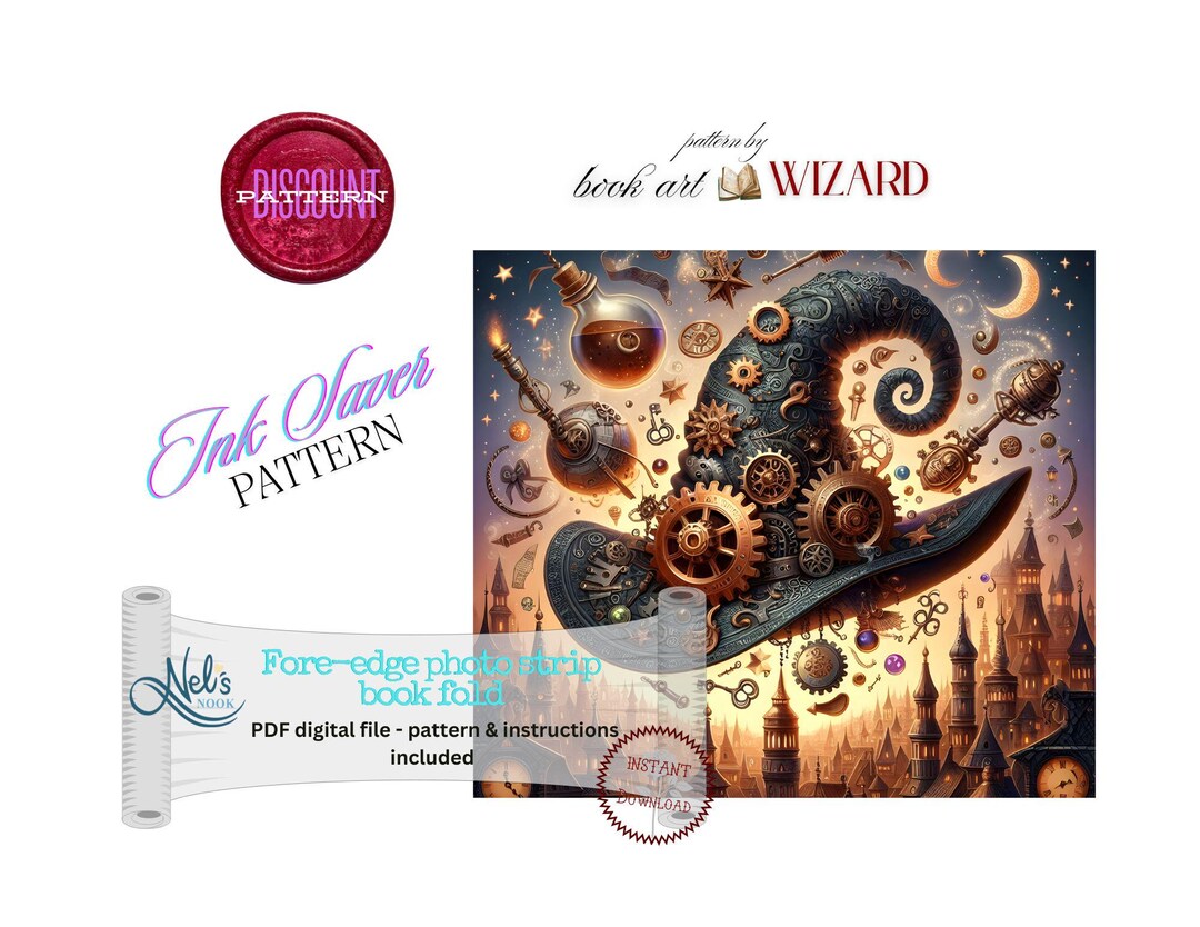 STEAMPUNK WITCH HAT - Fore-edge Photo Strip Book Fold Pattern Only ...
