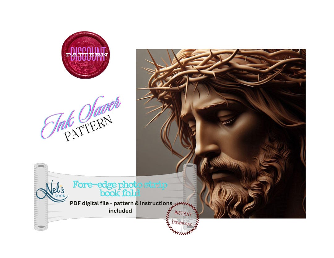 JESUS Carving - Fore-edge Photo Strip Book Fold Pattern Only - Full ...